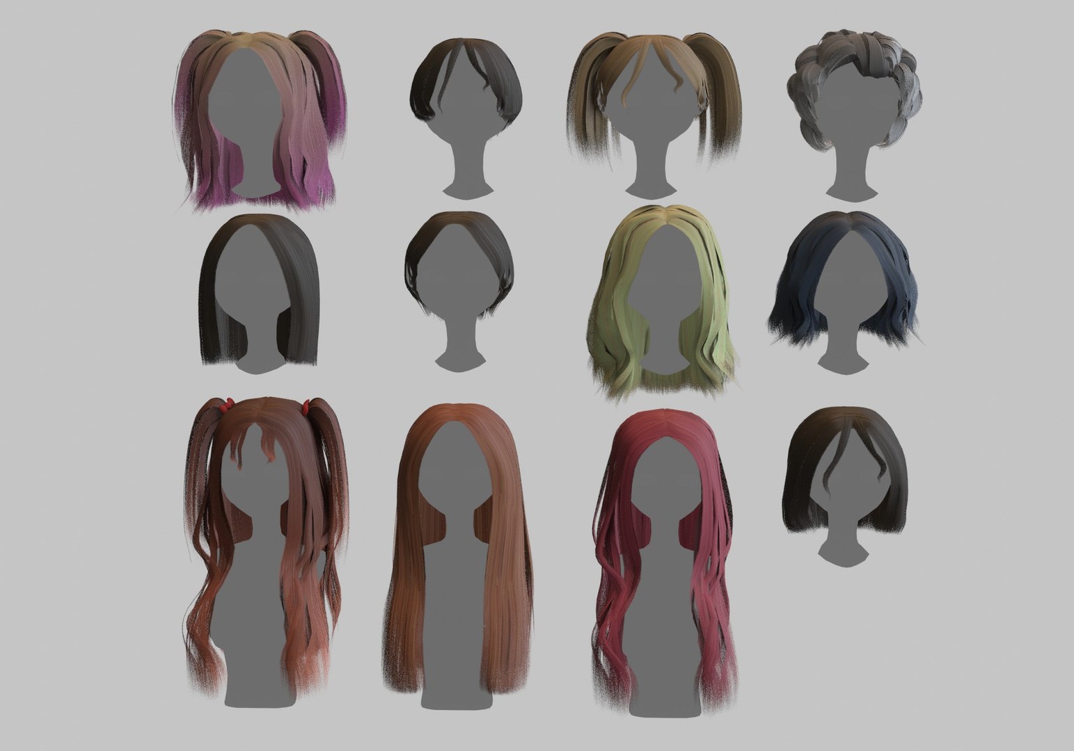 12 Hairstyles Collection 3D Model - TurboSquid 1887160