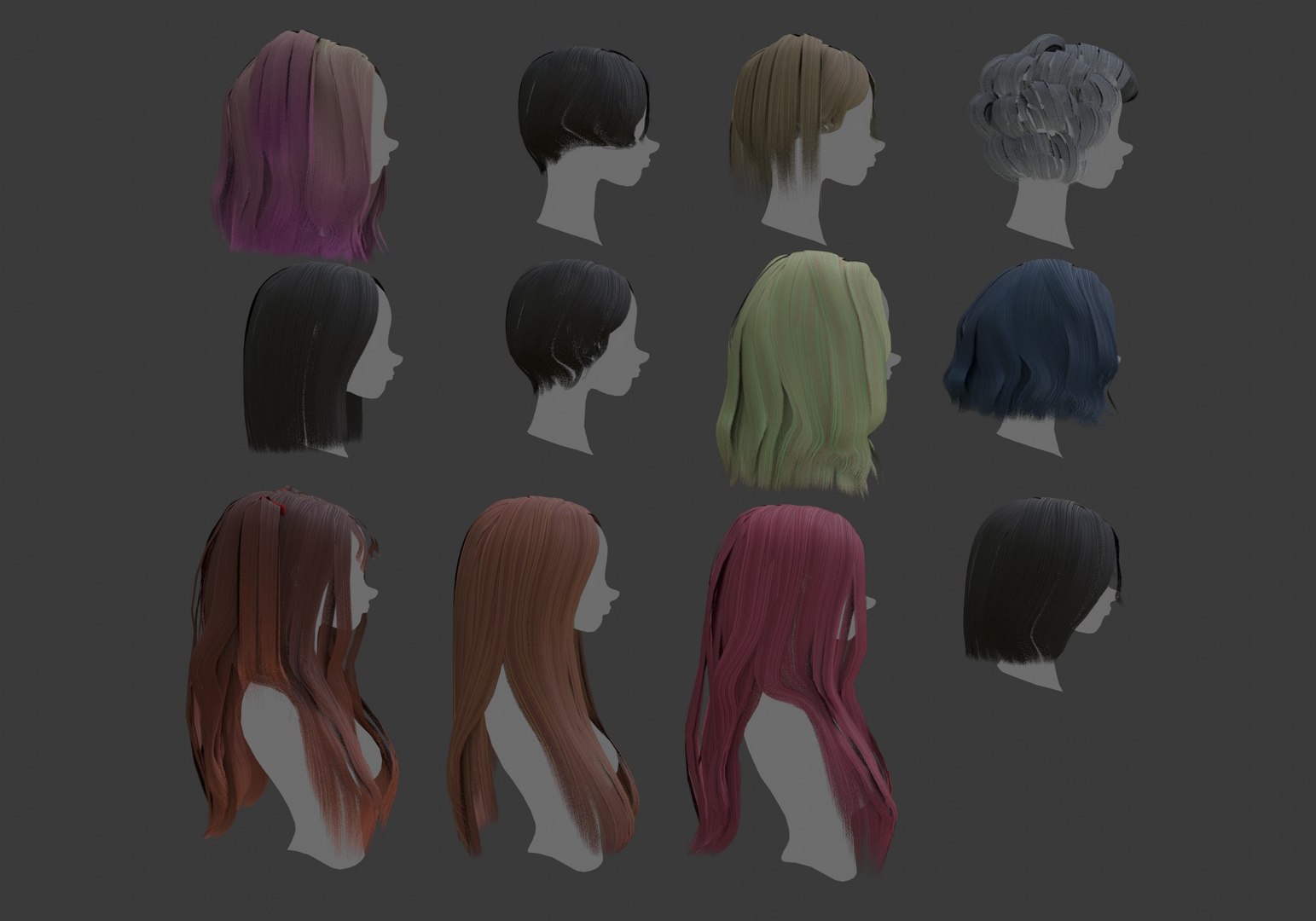 12 Hairstyles Collection 3D Model - TurboSquid 1887160