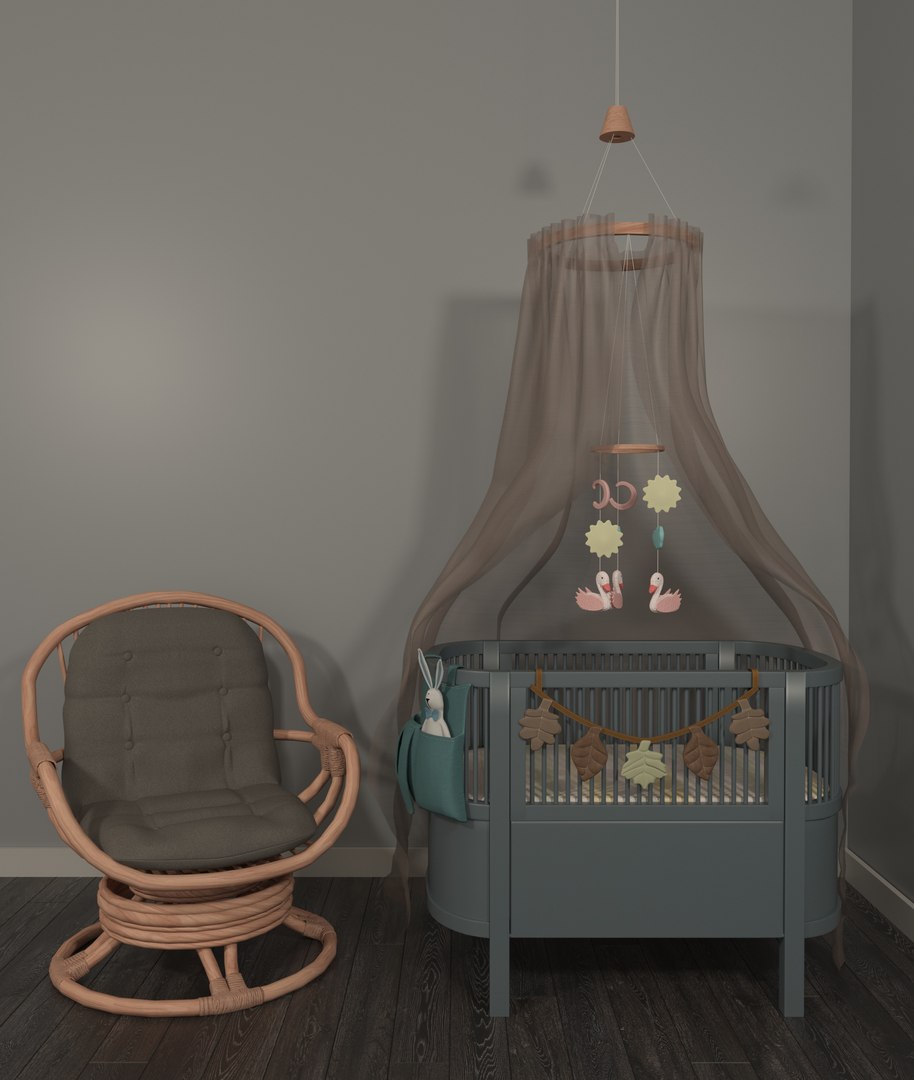 3D Baby cot with cape model - TurboSquid 1754762