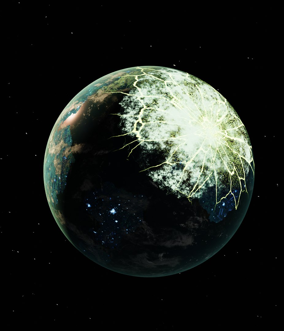 Realistic Exploding Earth Scene Model - TurboSquid 1802220