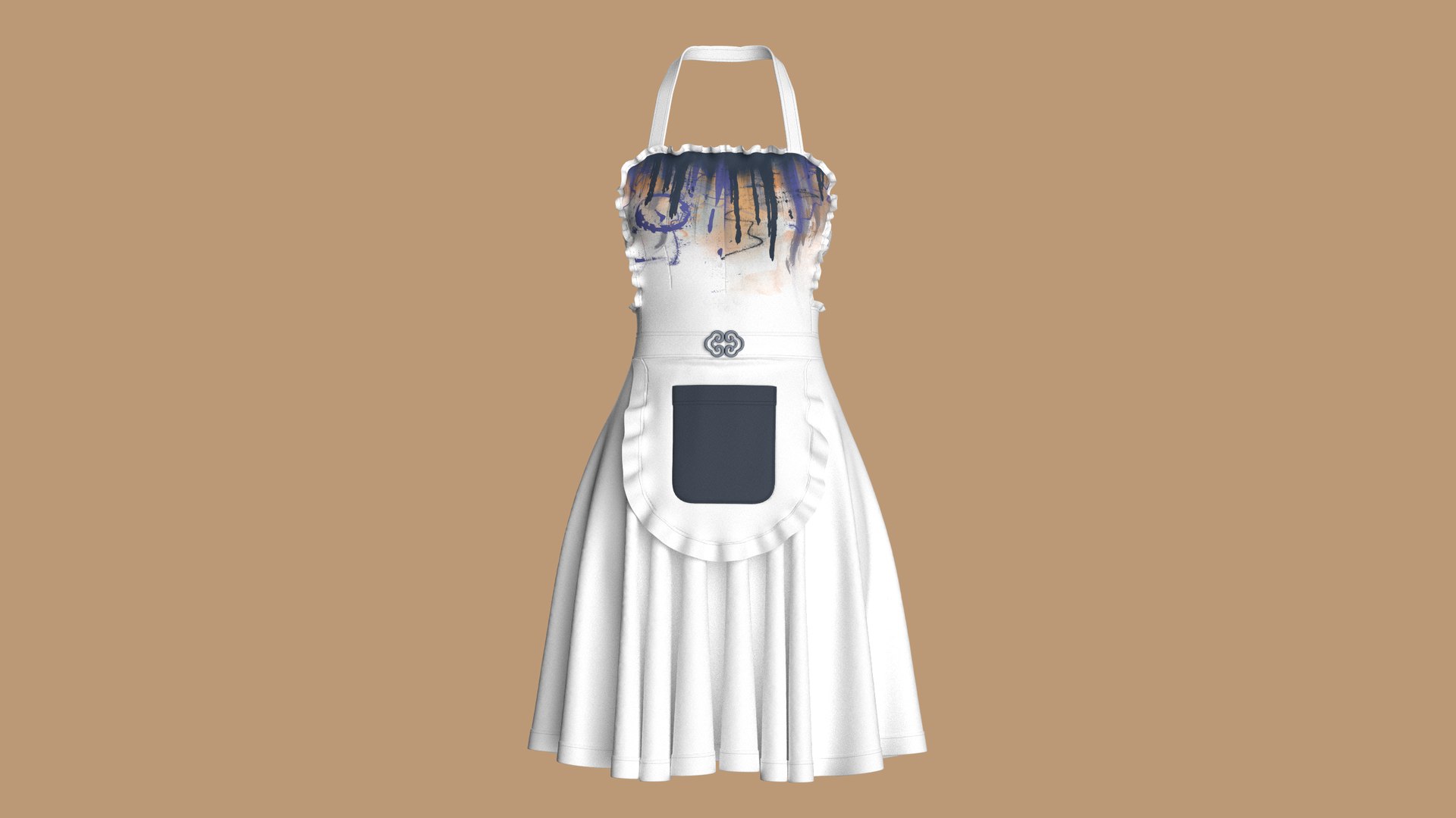 3D Model Ladies Kitchen Apron Large Pocket - TurboSquid 2513227