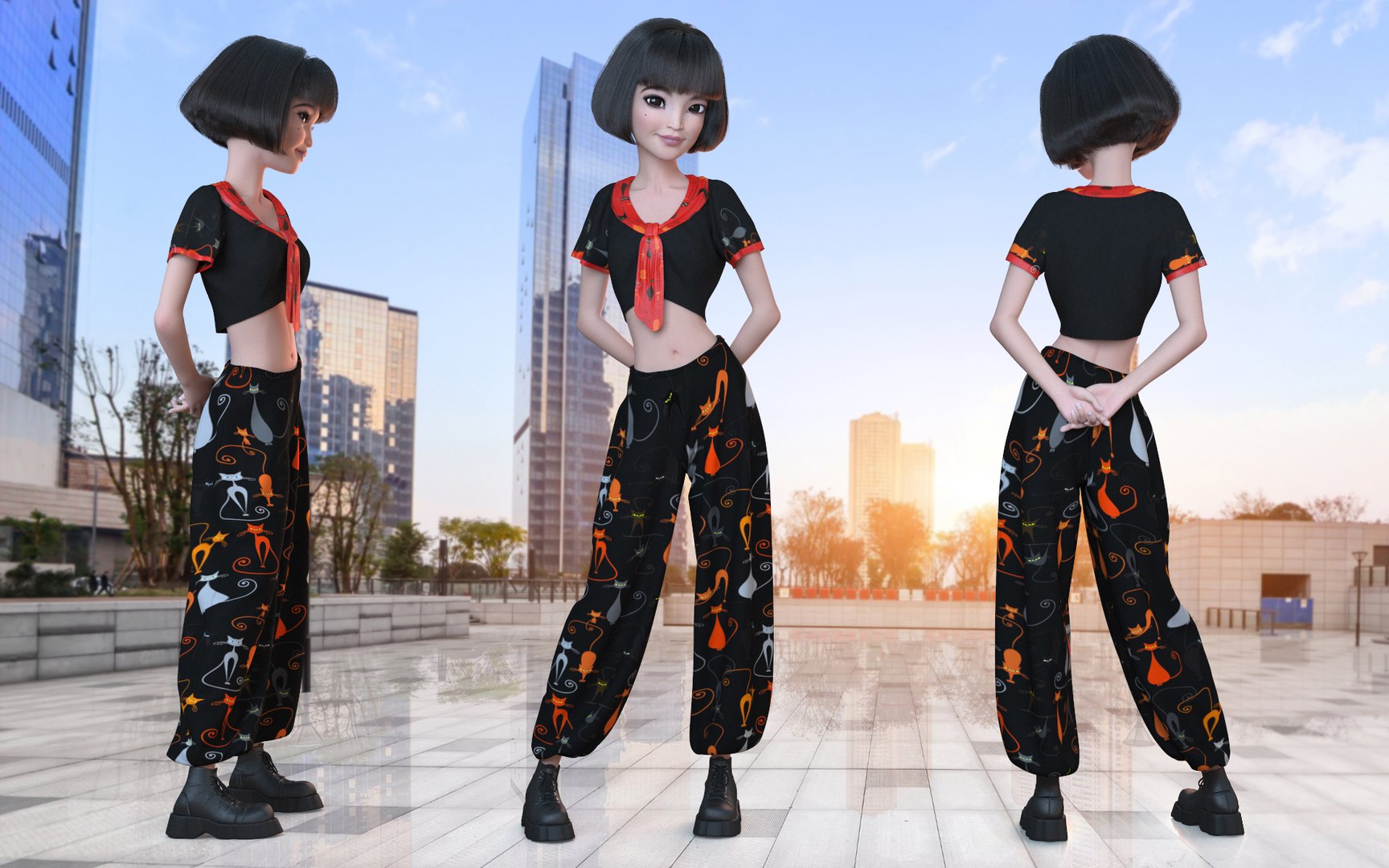 3D Cartoon Girl Asian Casual - TurboSquid 2197878