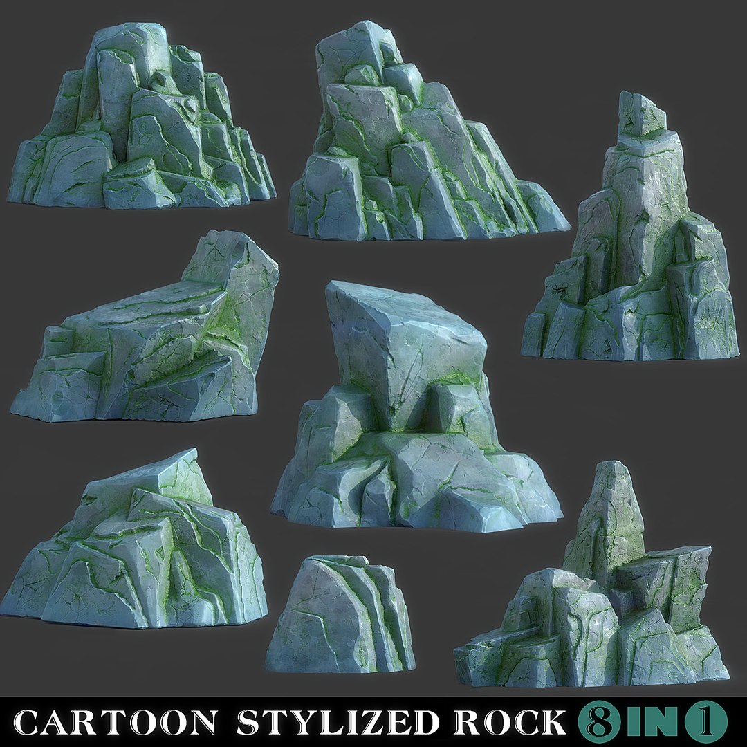 3D Cartoon Stylized Rock Collcetion - TurboSquid 2380943