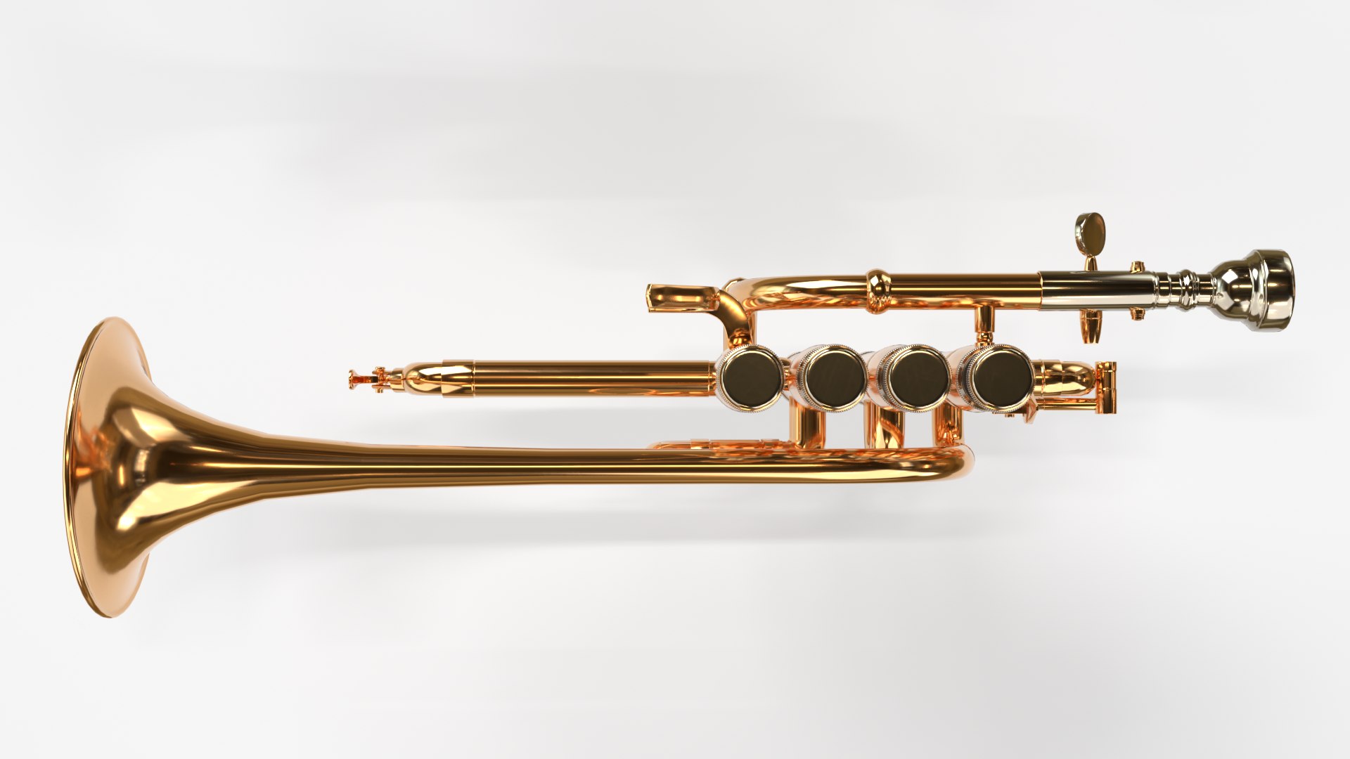 3D Piccolo Trumpet Three Types Of Materials Brass Copper And Silver ...