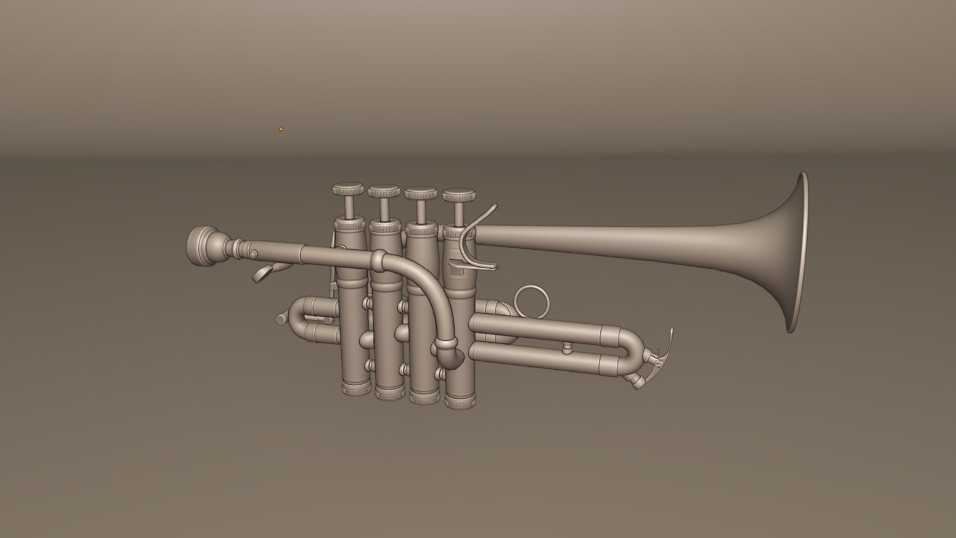 3D Piccolo Trumpet Three Types Of Materials Brass Copper And Silver ...