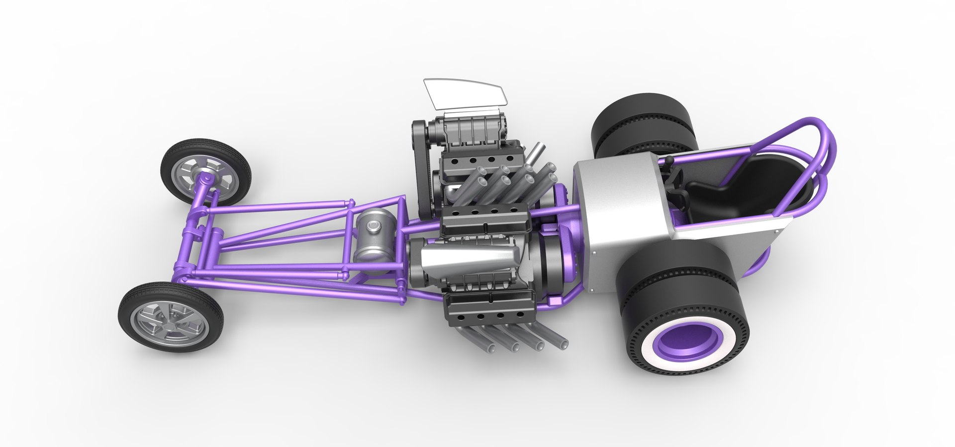 Diecast Front engine old school dragster with 2 V8 Scale 1 to 25 3D ...