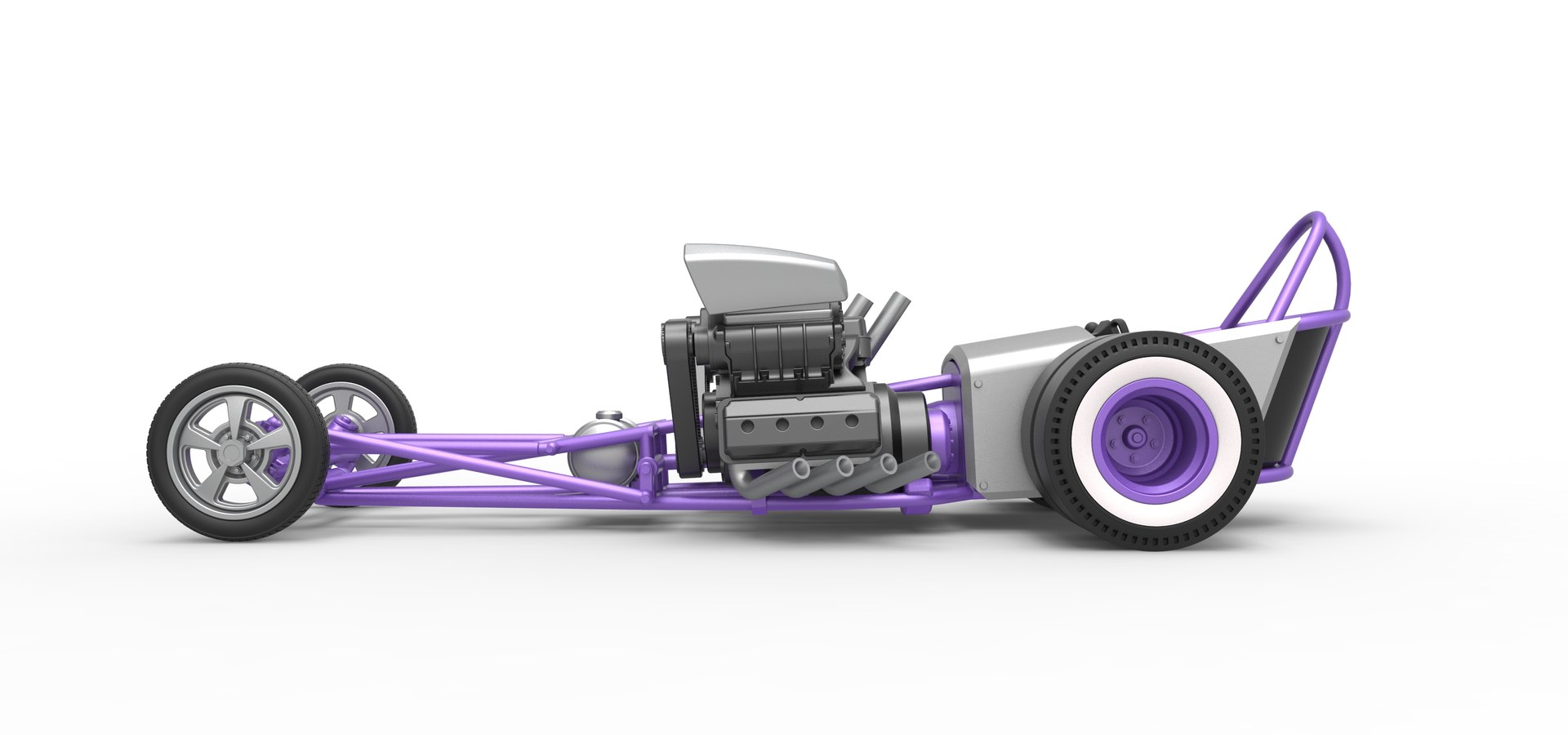 Diecast Front engine old school dragster with 2 V8 Scale 1 to 25 3D ...