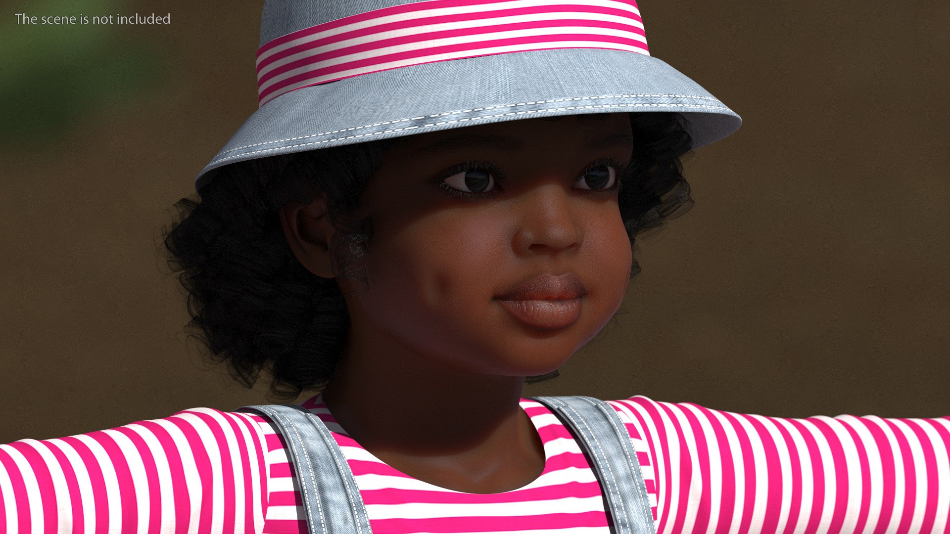 3D Young Black Girl A Denim Jumpsuit Rigged For Cinema 4D - TurboSquid ...
