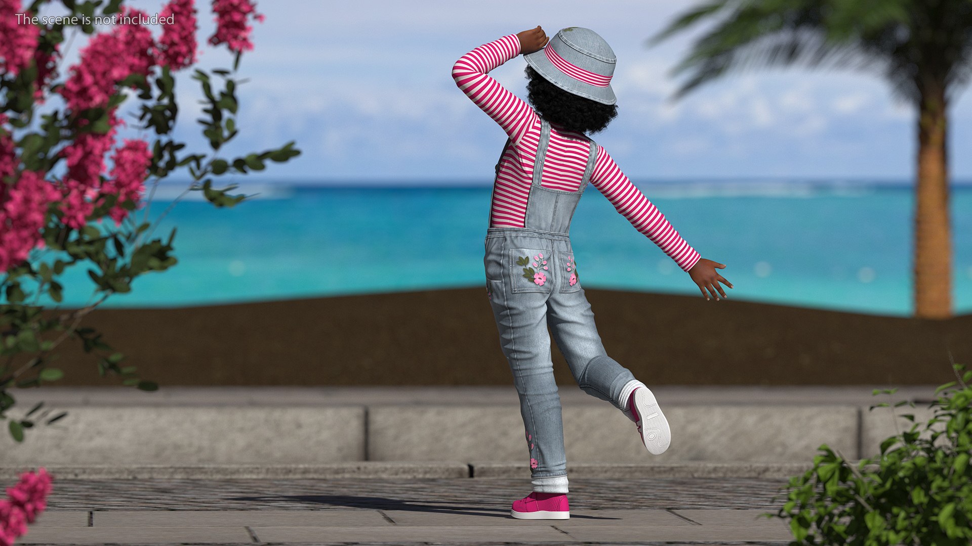 3D Young Black Girl A Denim Jumpsuit Rigged For Cinema 4D - TurboSquid ...