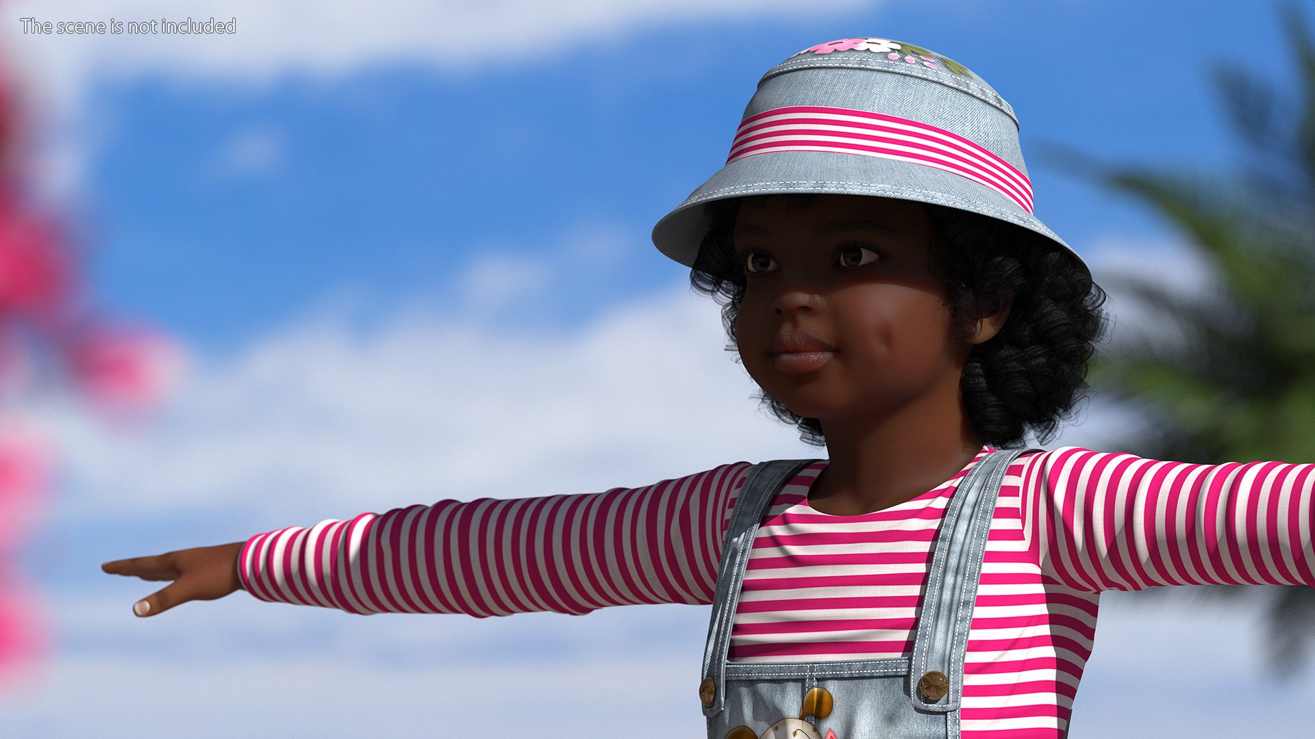 3D Young Black Girl A Denim Jumpsuit Rigged For Cinema 4D - TurboSquid ...