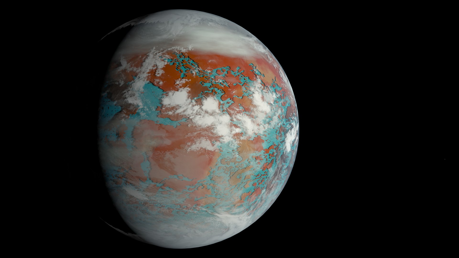 exo planet red 3d blend
