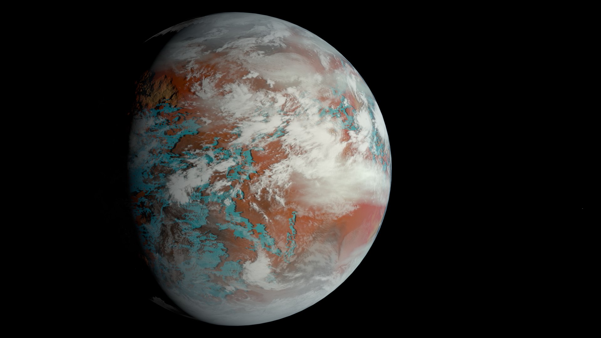 exo planet red 3d blend