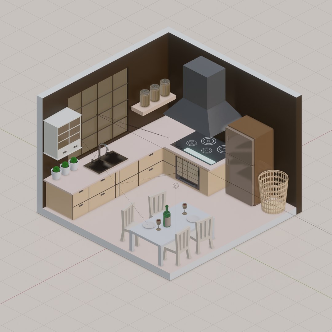 3D Low Poly Kitchen Model - TurboSquid 2016895