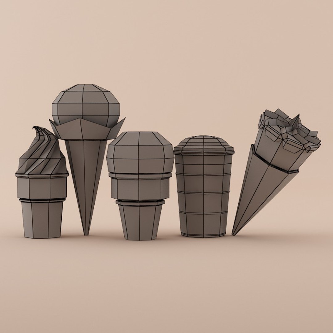 3d Cone Ice Cream Set