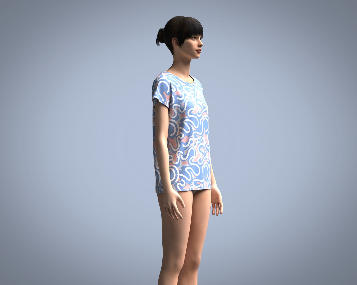 Girls-Pastel Squigg AOP Tops 3D model - TurboSquid 2057184