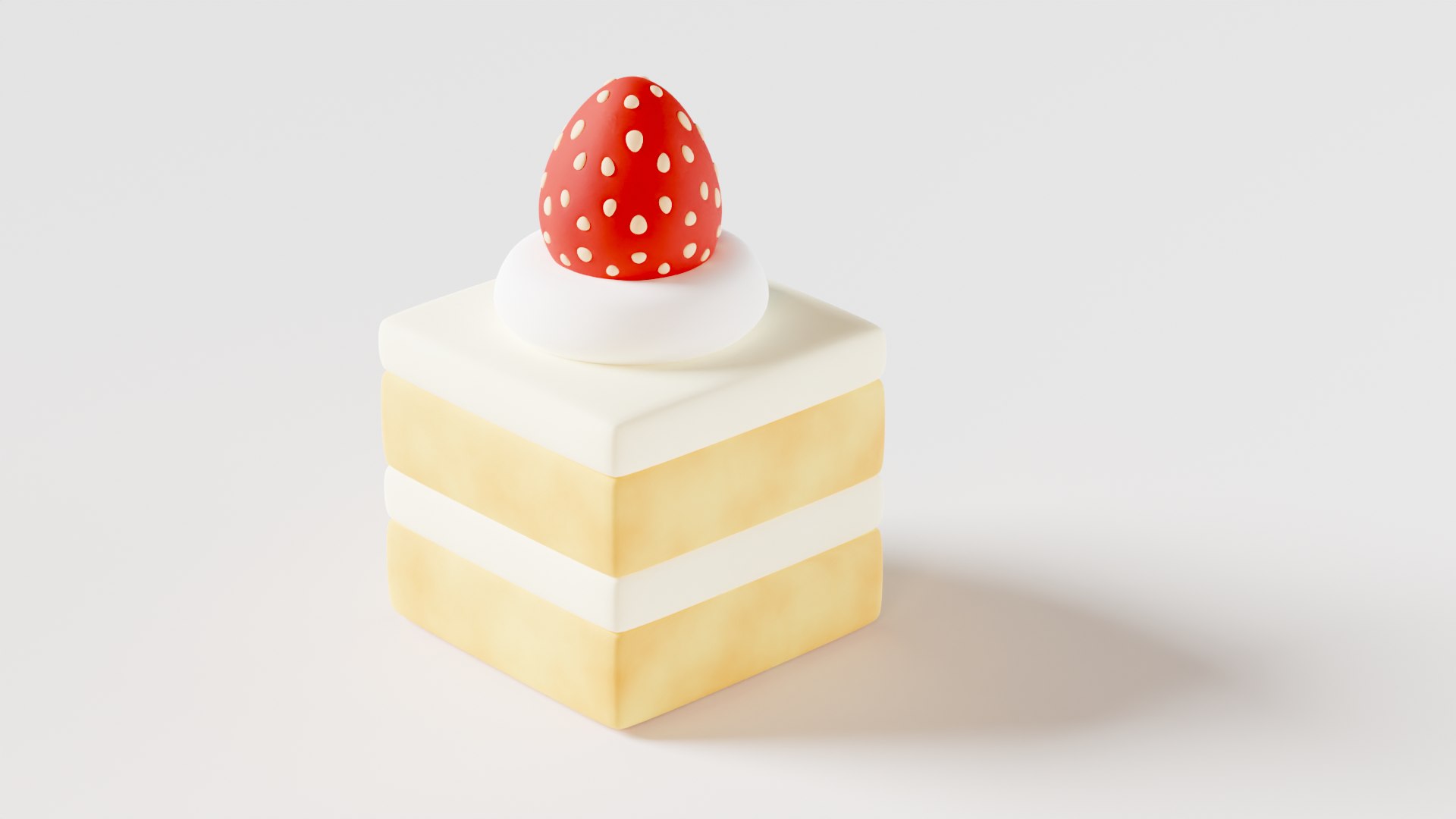 3D Strawberry Square Cake Model - TurboSquid 2136996