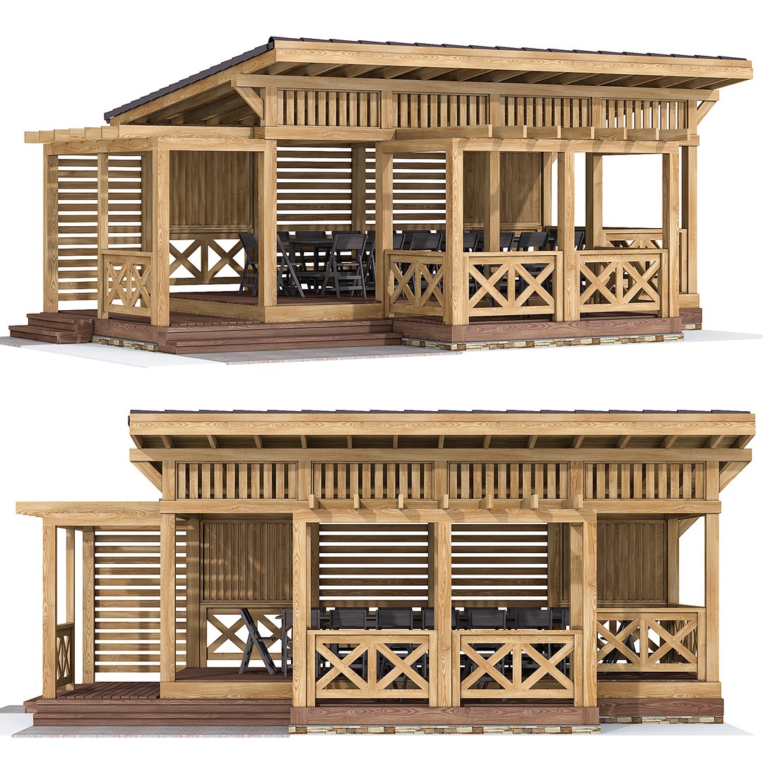 Arbor gazebo canopy pergola veranda terrace 3D model - TurboSquid 1937455