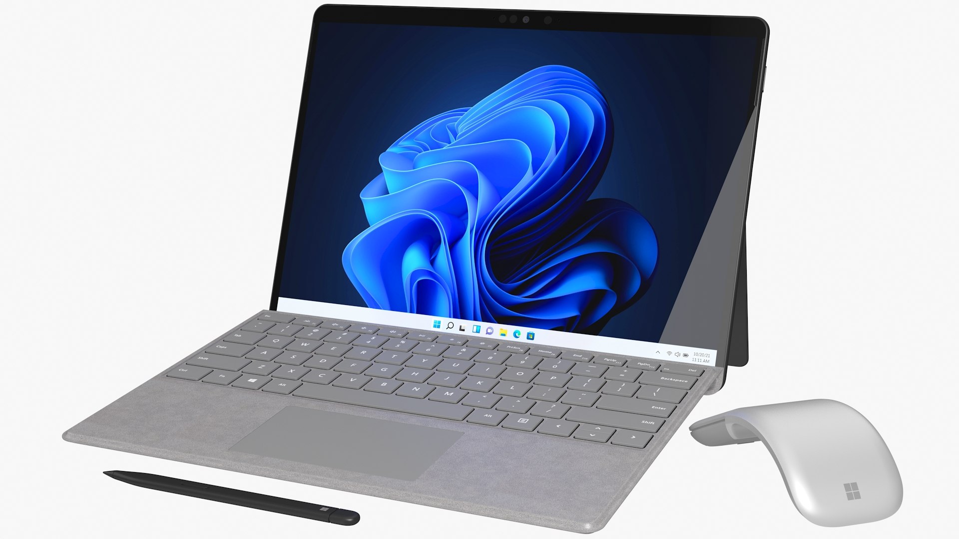 3D Microsoft Surface Pro 8 with Signature Type Covers Arch Mouse Pen ...