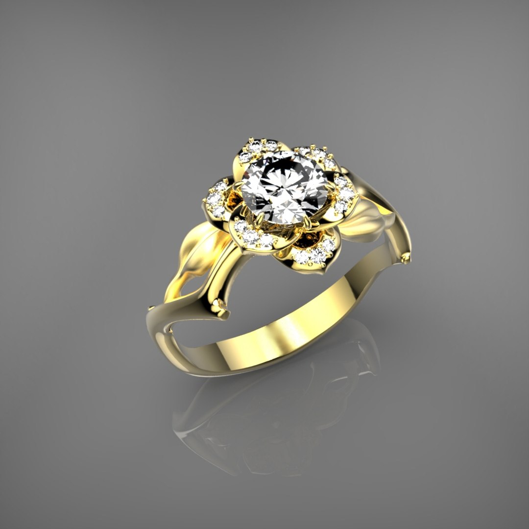 3d Model Stone Gold Ring