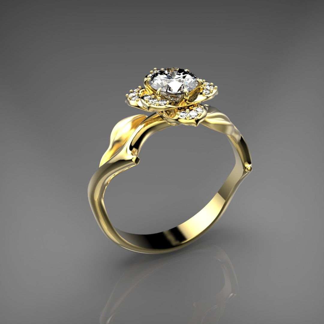 3d Model Stone Gold Ring