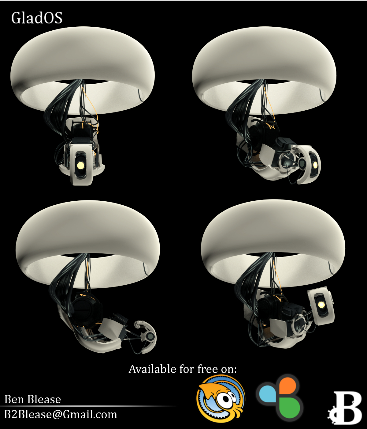 free glados 3d model