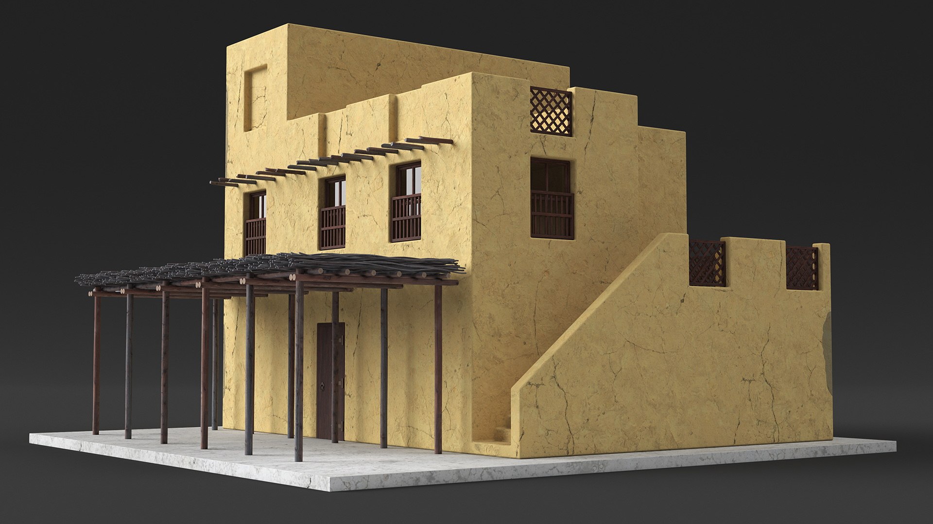 3D Arabian Traditional House With Canopy - TurboSquid 2280202