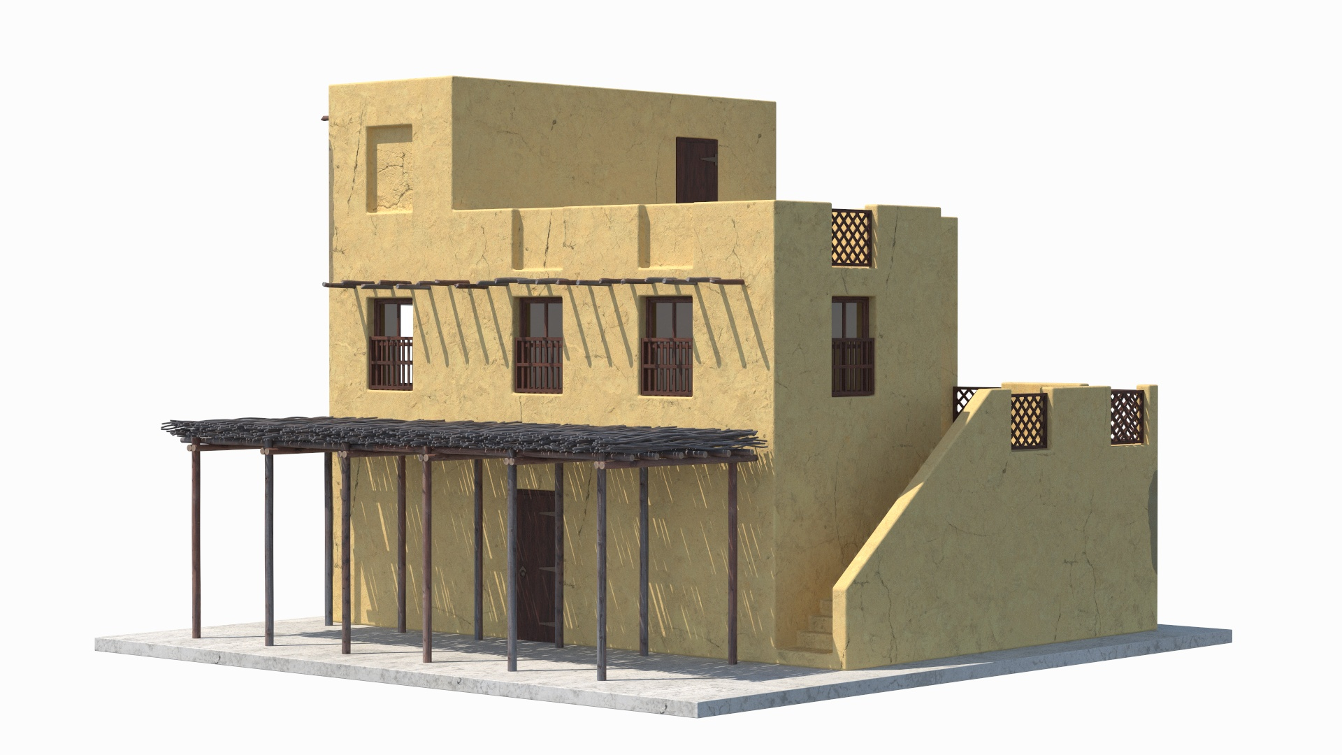 3D Arabian Traditional House With Canopy - TurboSquid 2280202