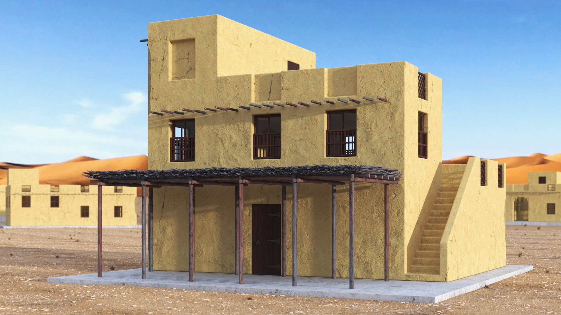 3D Arabian Traditional House With Canopy - TurboSquid 2280202