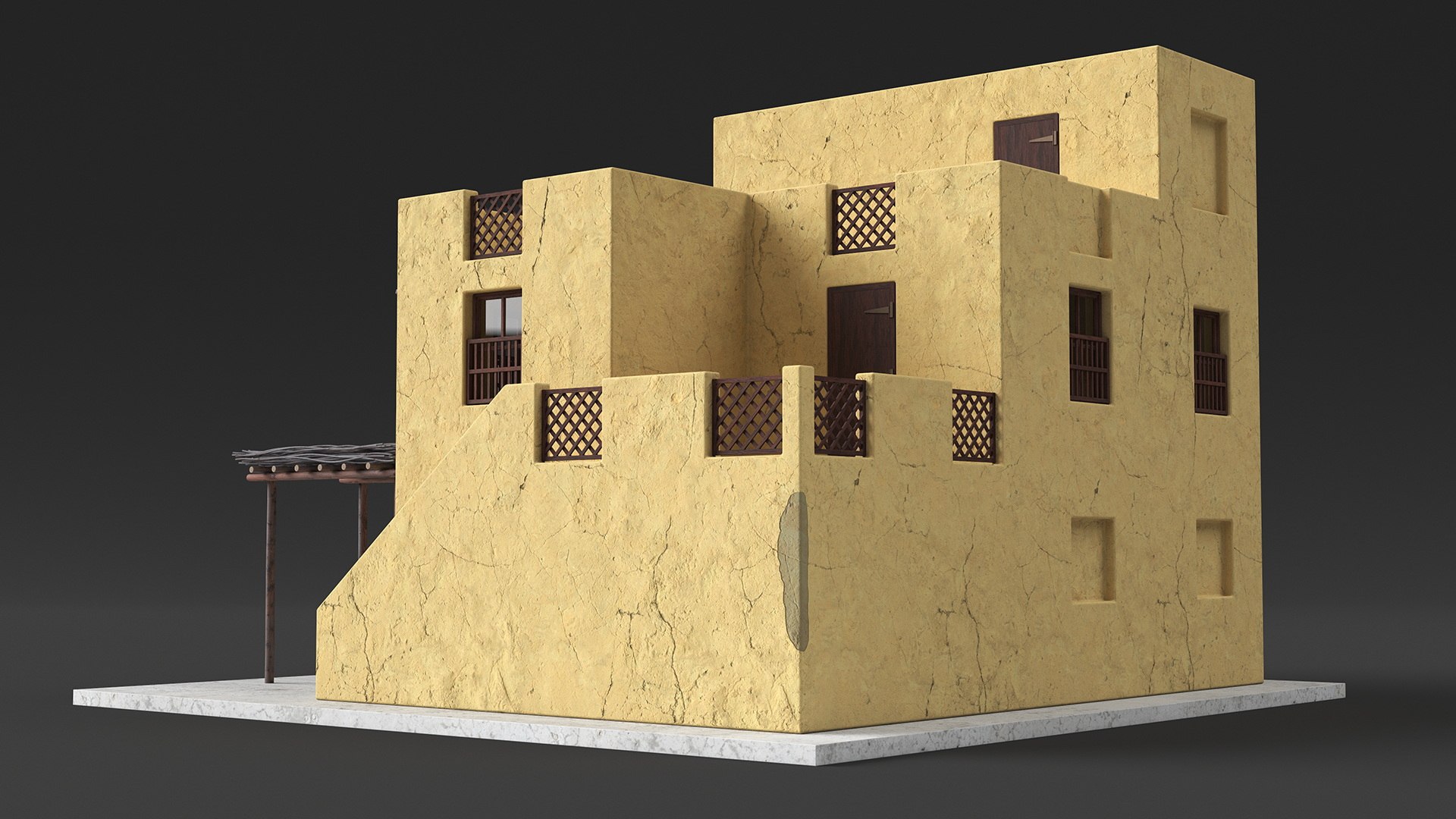 3D Arabian Traditional House With Canopy - TurboSquid 2280202