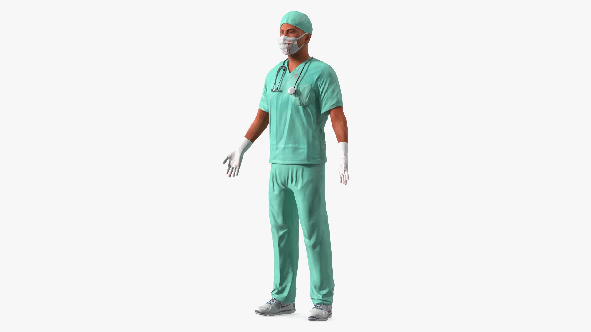 Male Surgeon Doctor wearing Mask Stained Blood Rigged for Cinema 4D ...