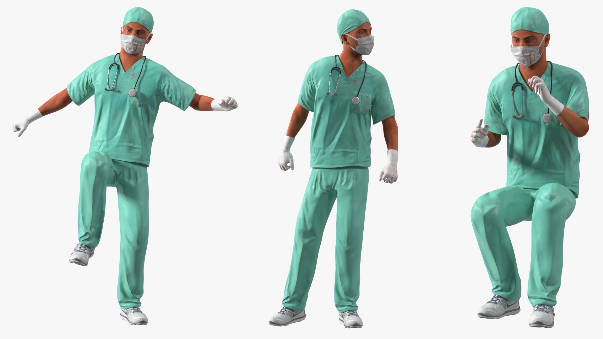 Male Surgeon Doctor wearing Mask Stained Blood Rigged for Cinema 4D ...