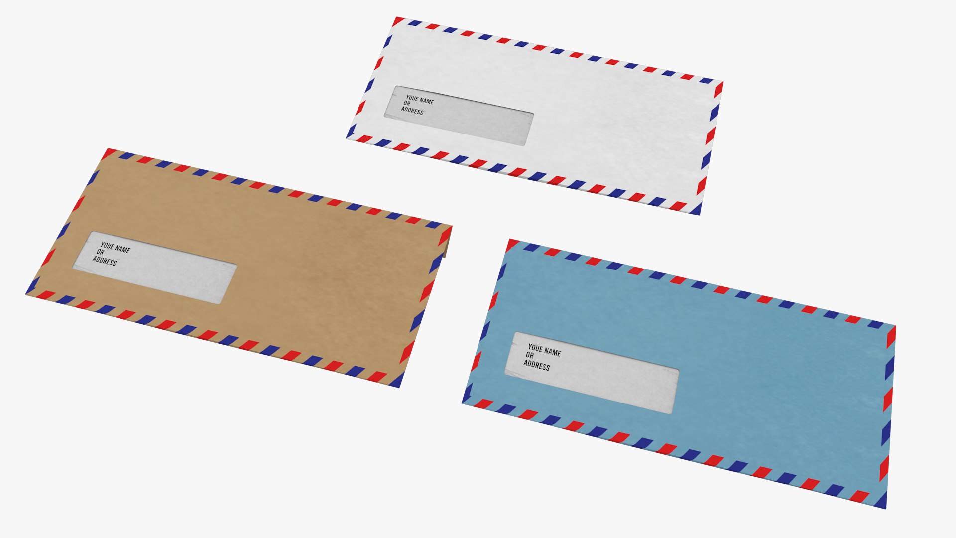 Air Mail Window Envelope Size DL Style WALLET 3D Model - TurboSquid 2248162