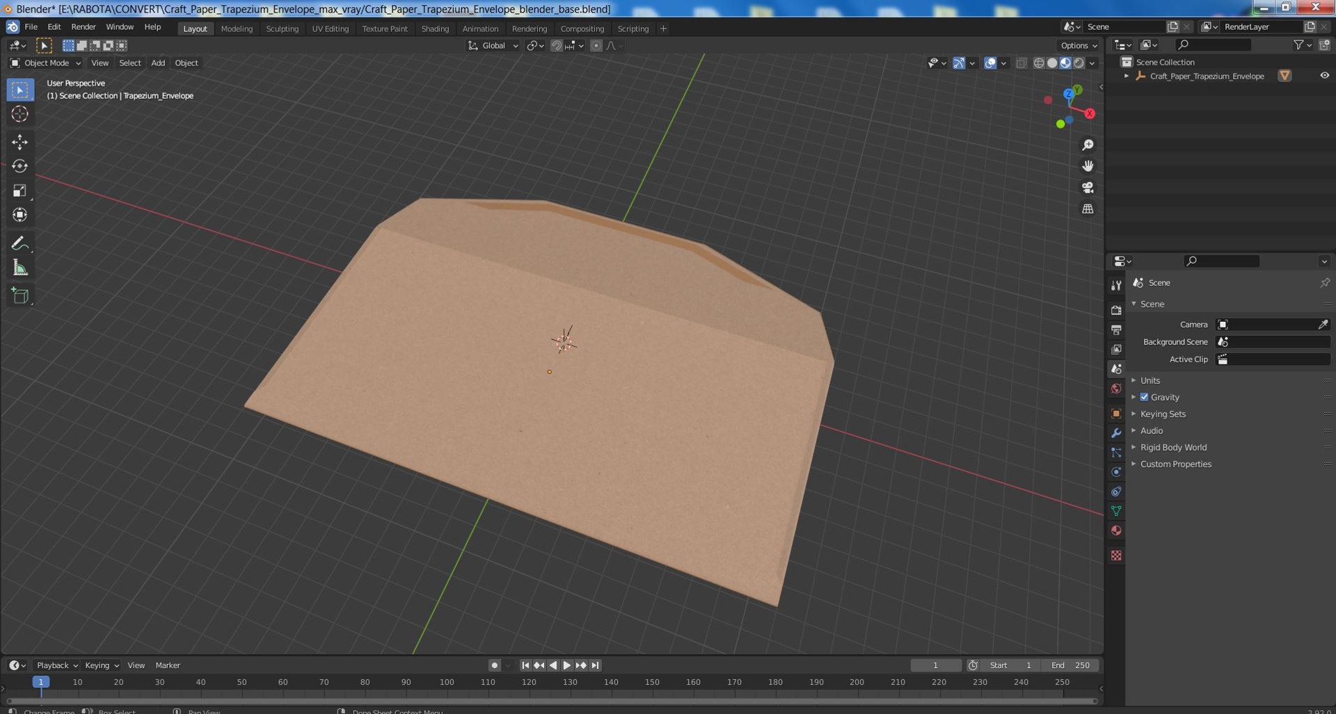 Craft Paper Trapezium Envelope 3D Model - TurboSquid 2214583