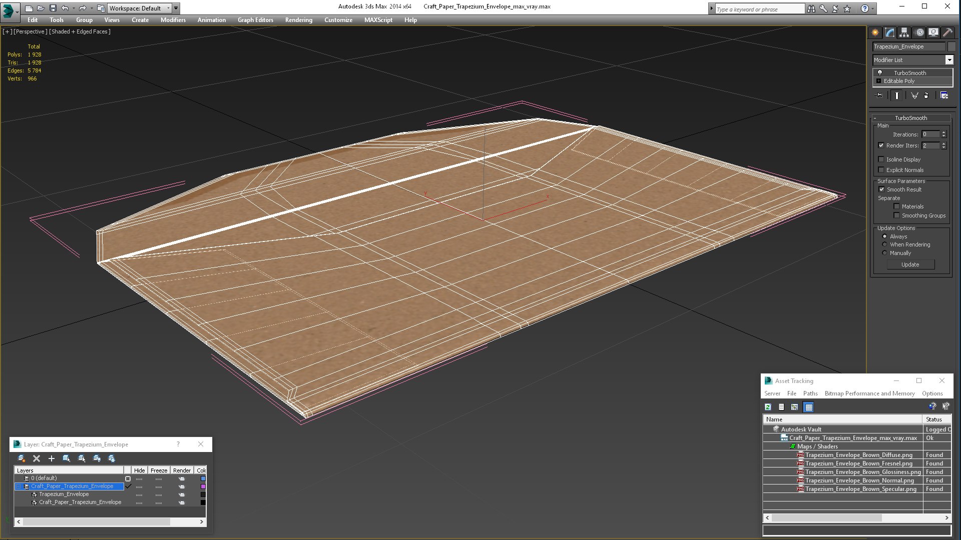 Craft Paper Trapezium Envelope 3D Model - TurboSquid 2214583