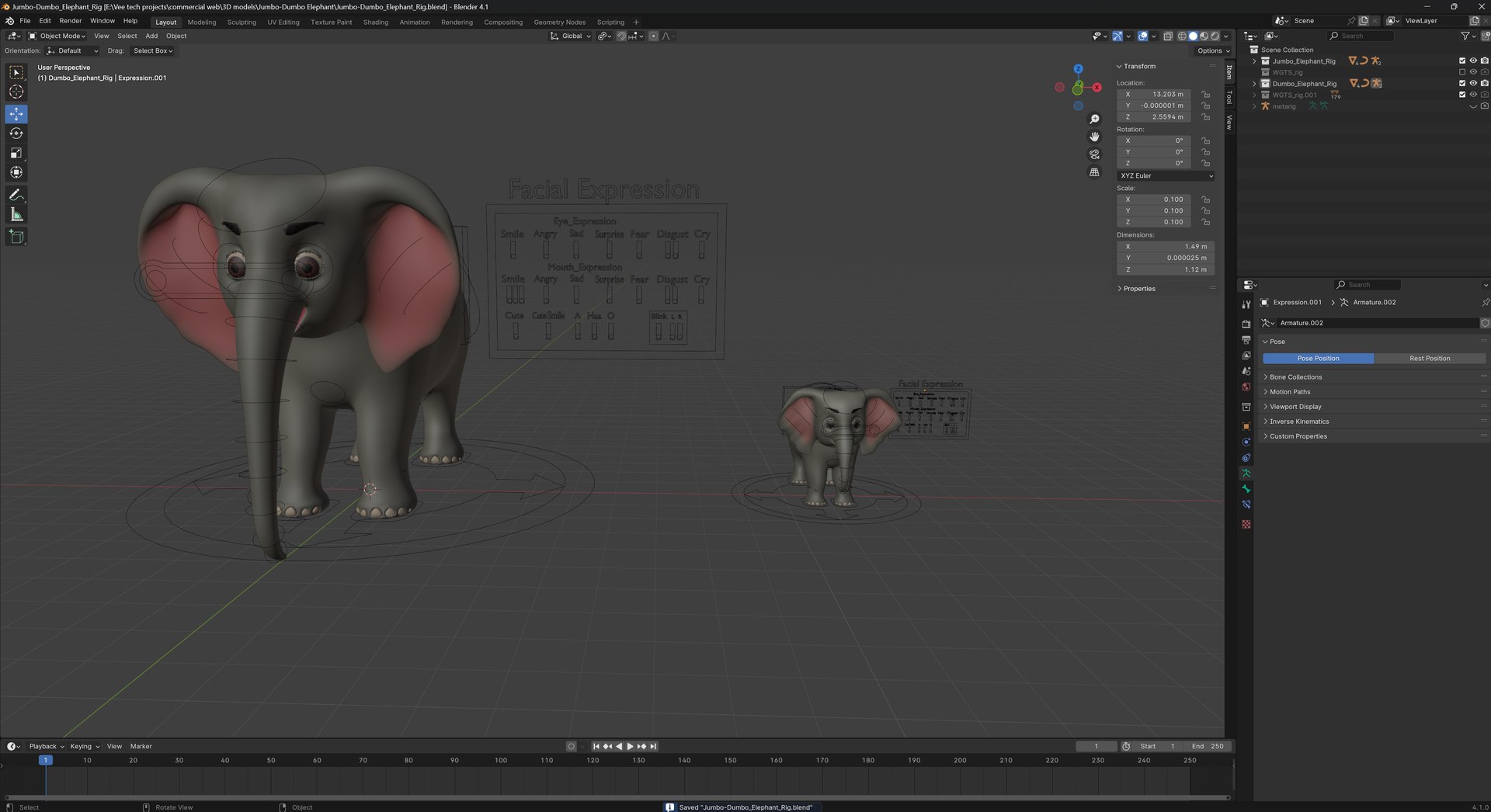 Cartoon Elephants Jumbo - Dumbo - MAYA Rigged And Blender Rigged 3D ...