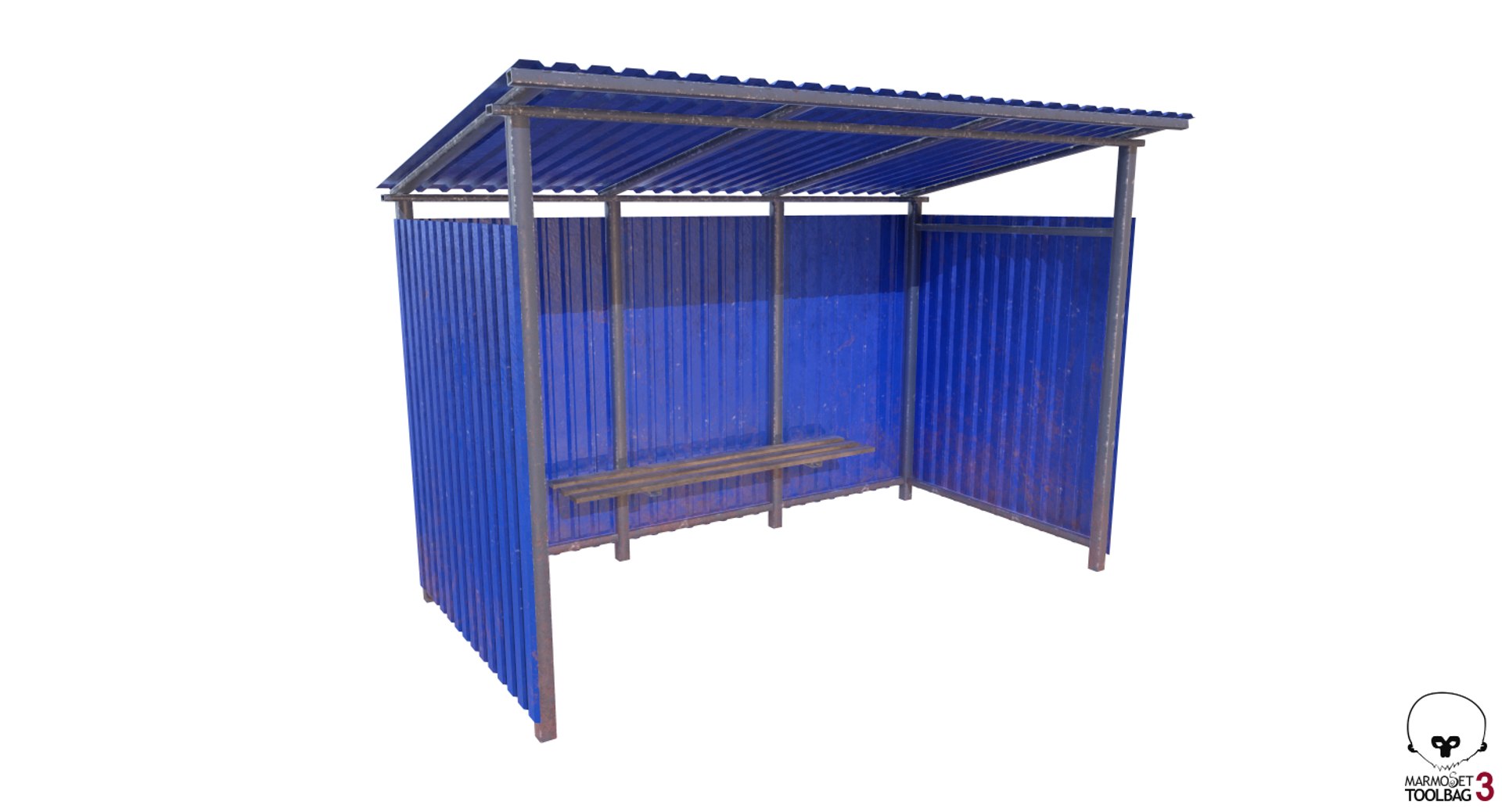 3D metal bus stop model - TurboSquid 1211106