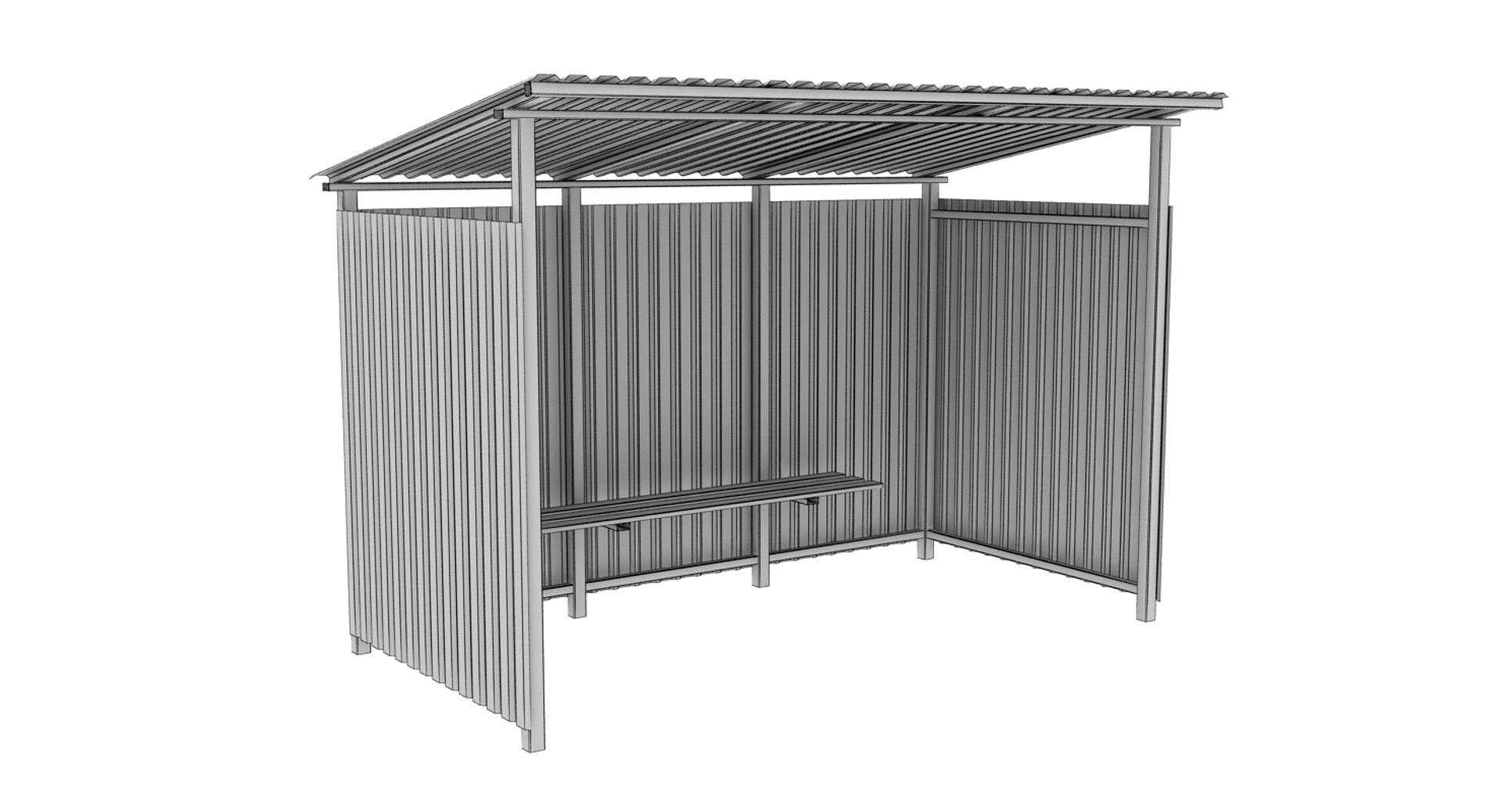 3D metal bus stop model - TurboSquid 1211106