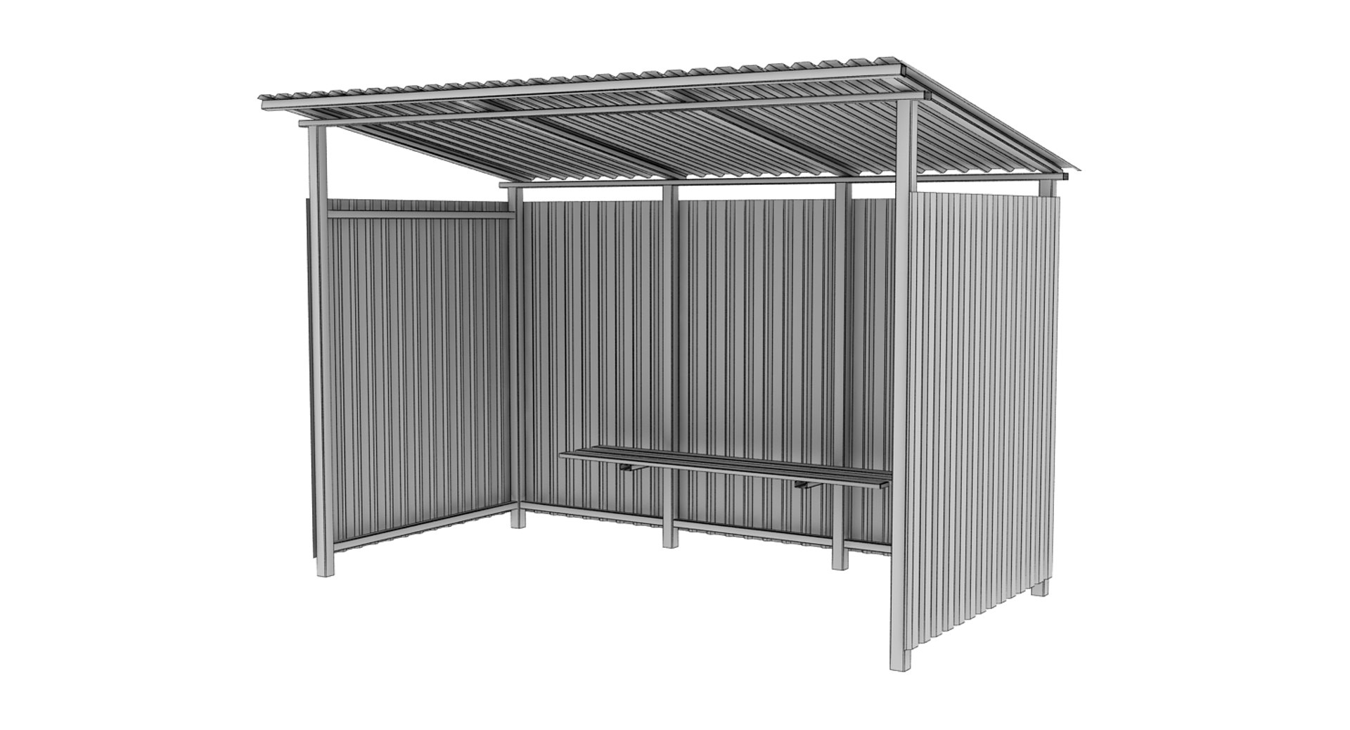 3D metal bus stop model - TurboSquid 1211106