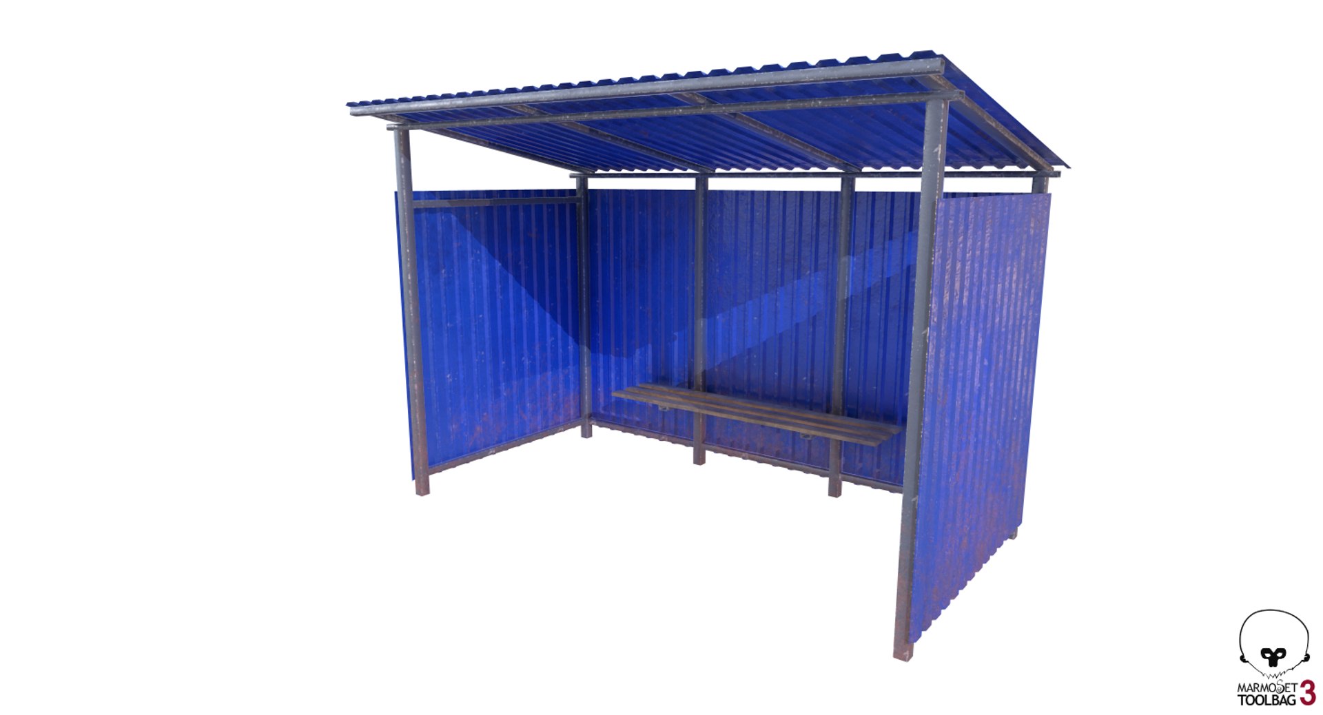 3D metal bus stop model - TurboSquid 1211106