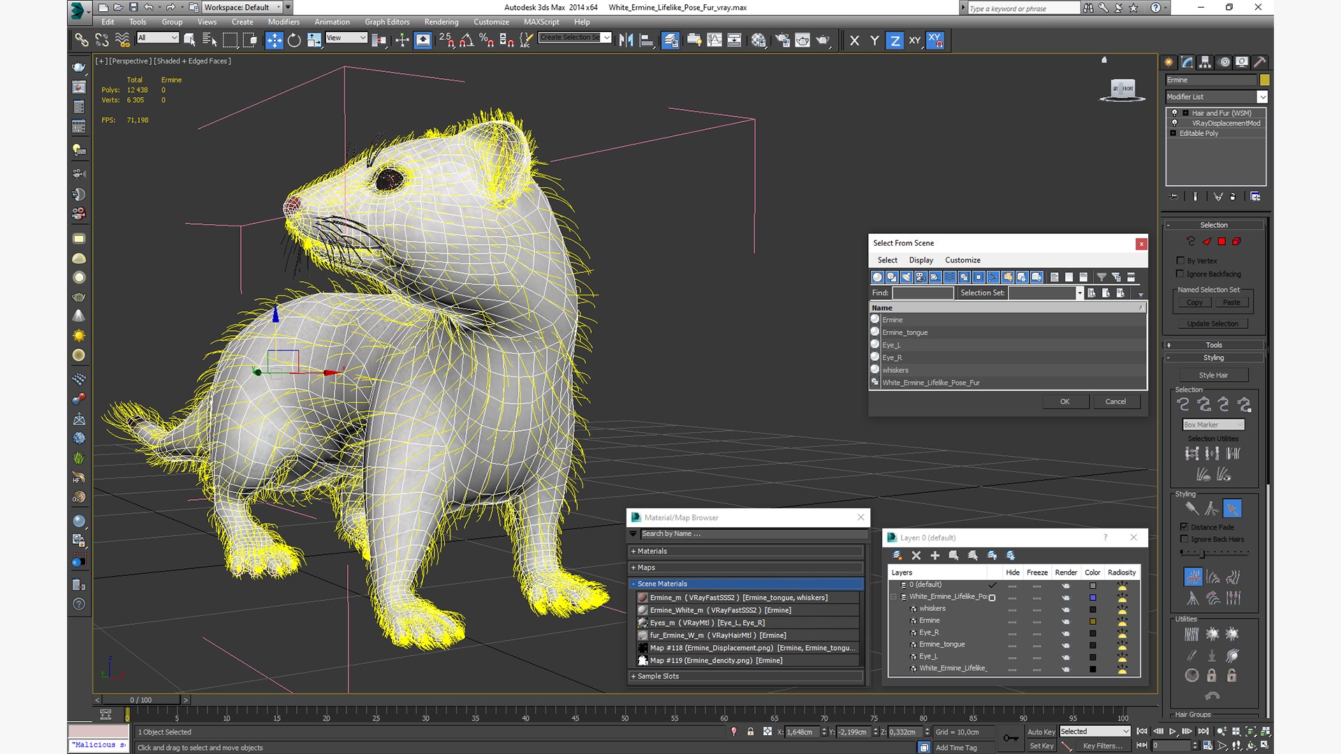 White Ermine Lifelike Pose Fur Model - TurboSquid 2207899