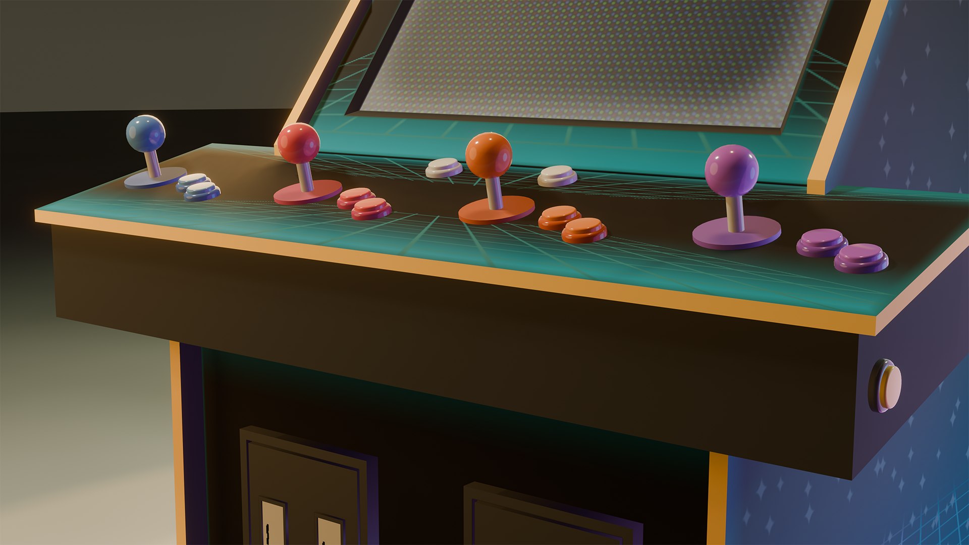 3D Arcade Machine For Four Players - TurboSquid 2369255