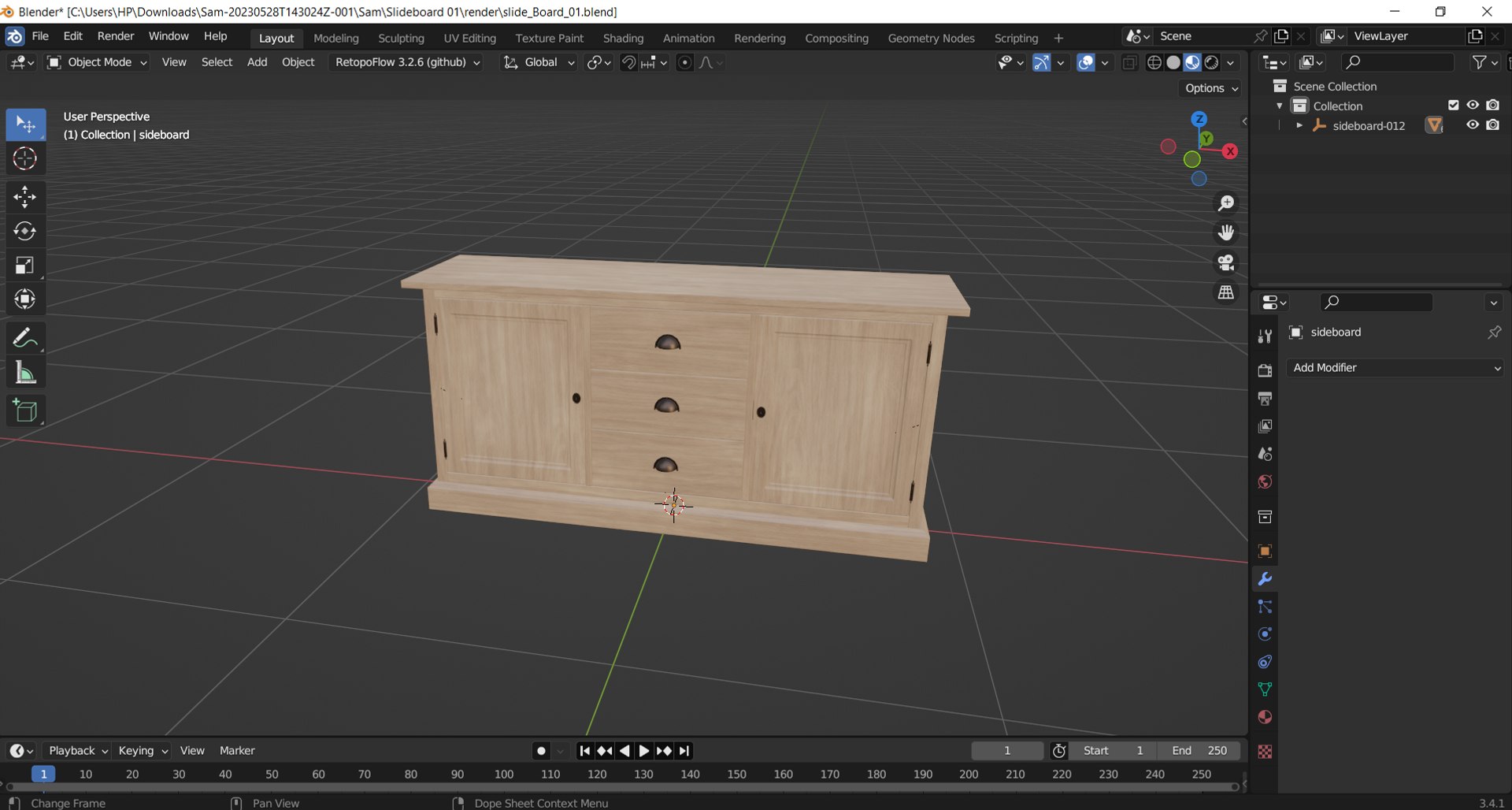 3D Slideboard 1 Model - TurboSquid 2079290