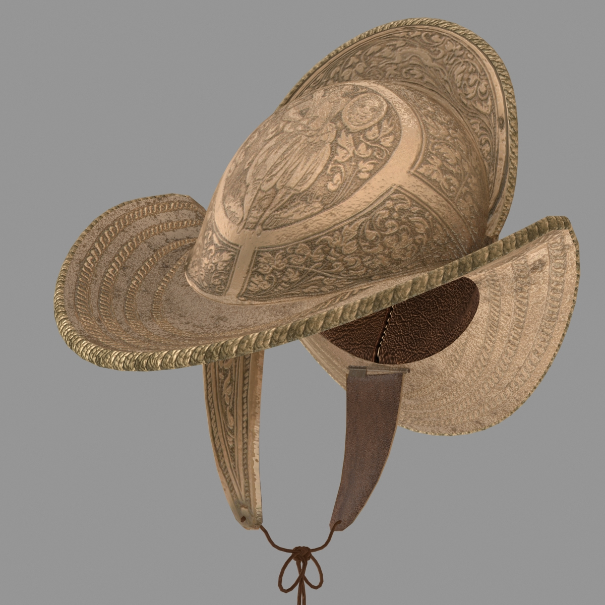 conquistador helmet comb morion 3d model