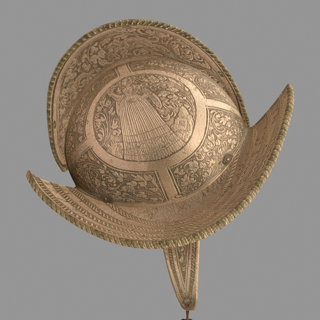 conquistador helmet comb morion 3d model