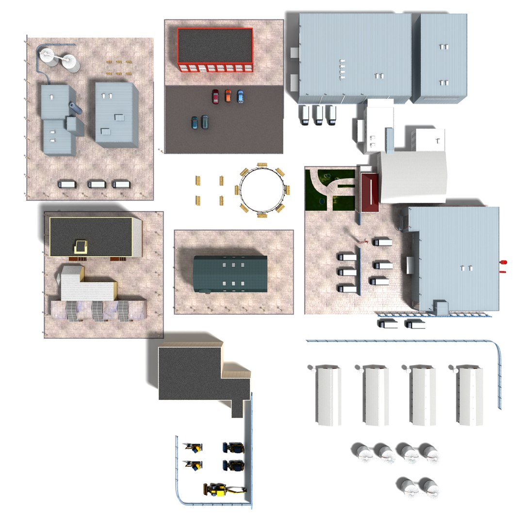3d Architectural Factories Buildings Food