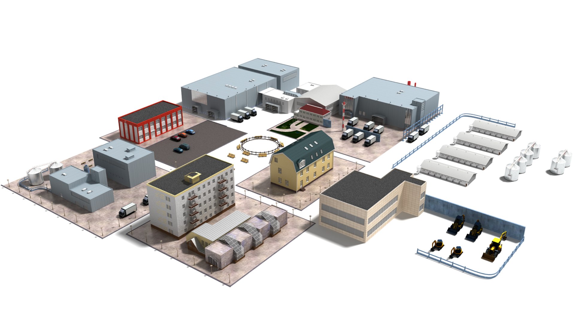 3d Architectural Factories Buildings Food