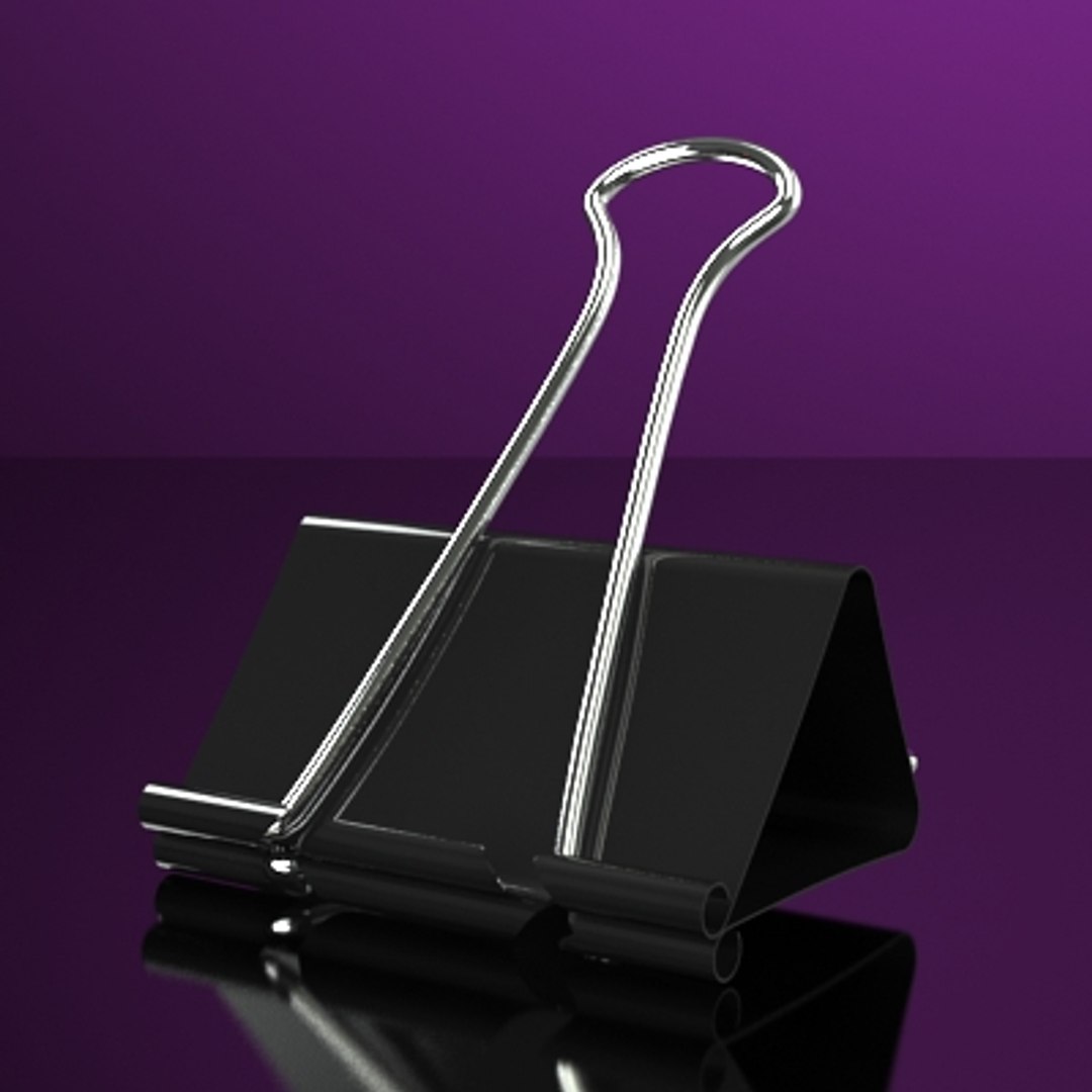 3d Model Of Black Binder Clips Accurate