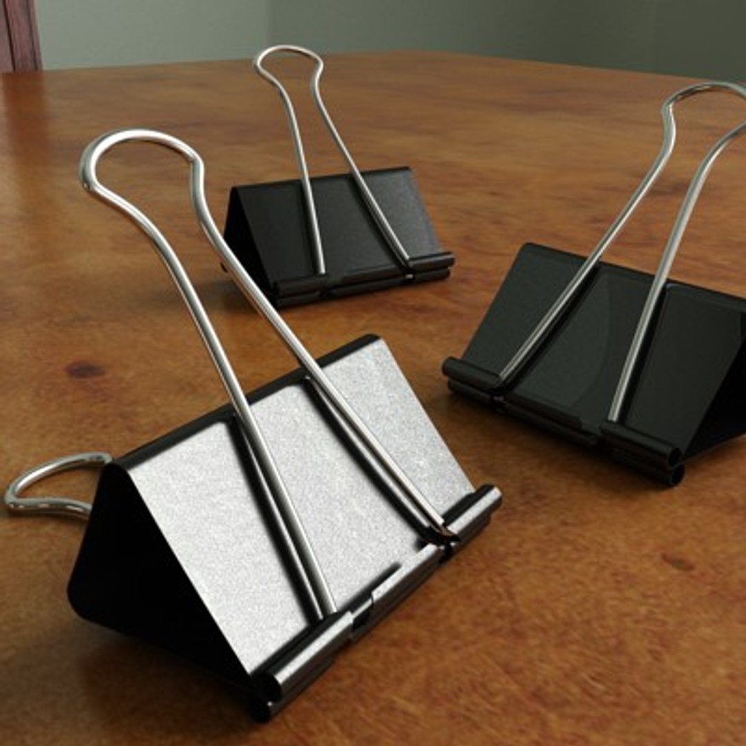 3d Model Of Black Binder Clips Accurate