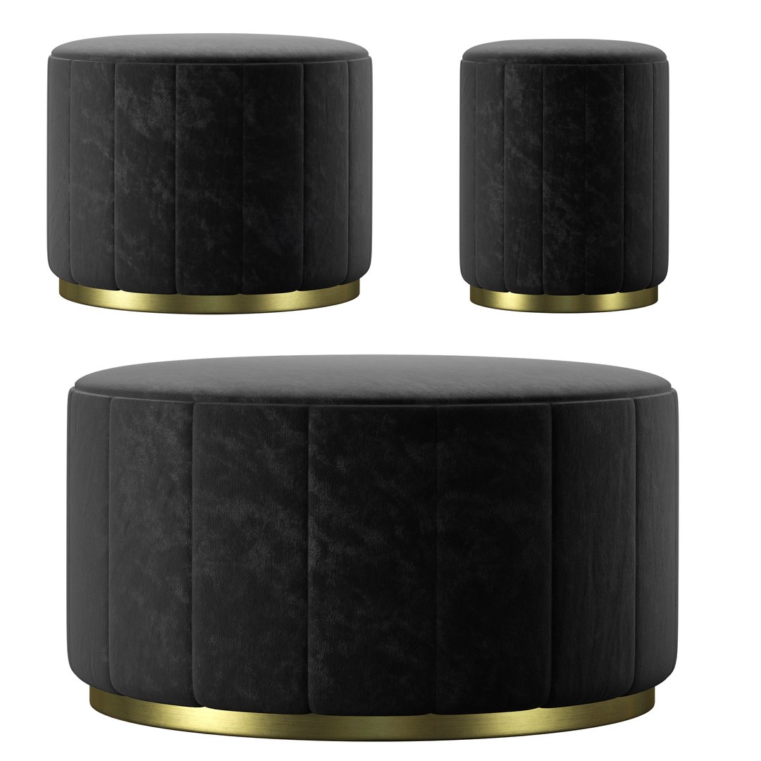 3D REX CHANNEL-TUFTED ROUND OTTOMAN RH - TurboSquid 2047557