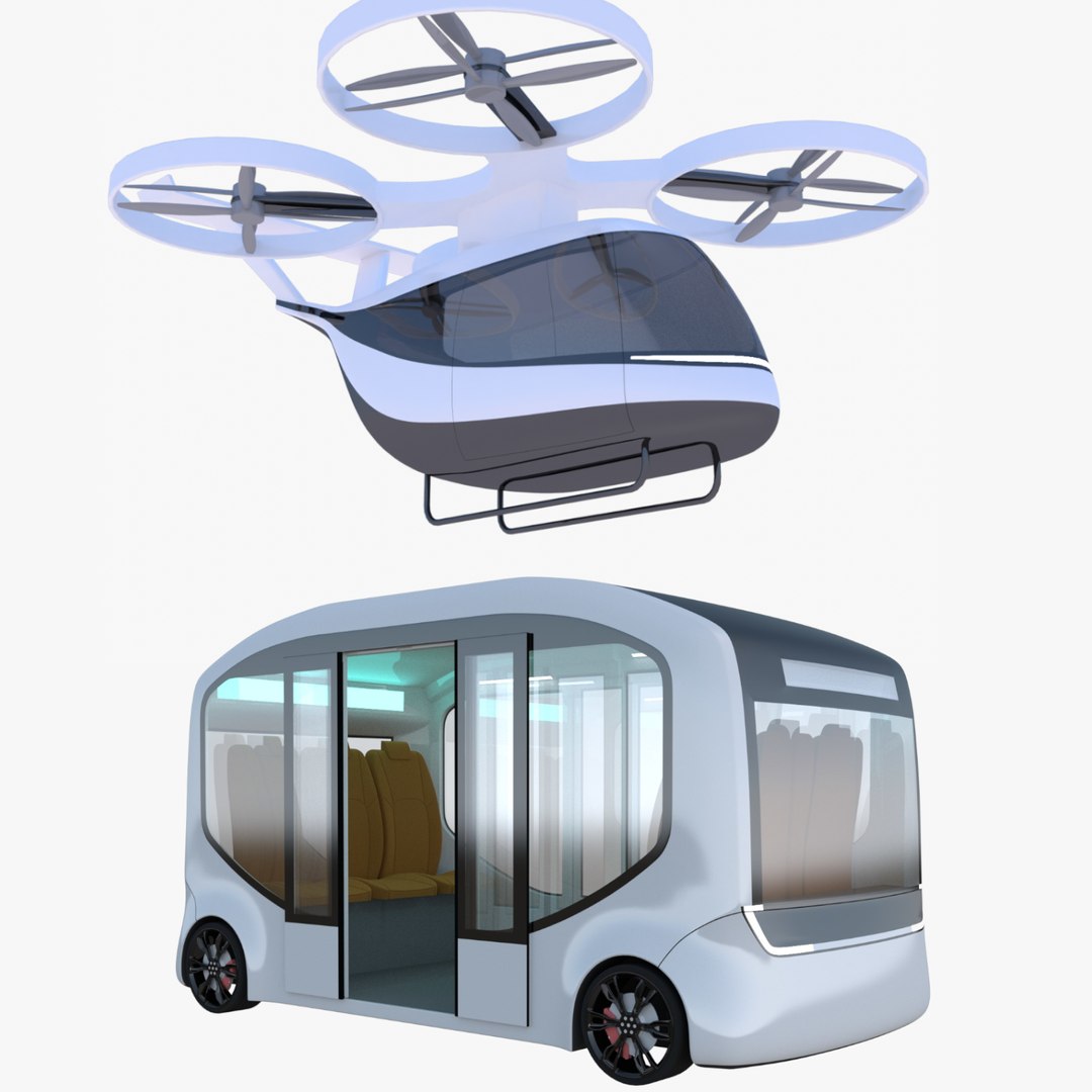 Shuttle Bus And Passenger Drone II 3D Model - TurboSquid 2194708
